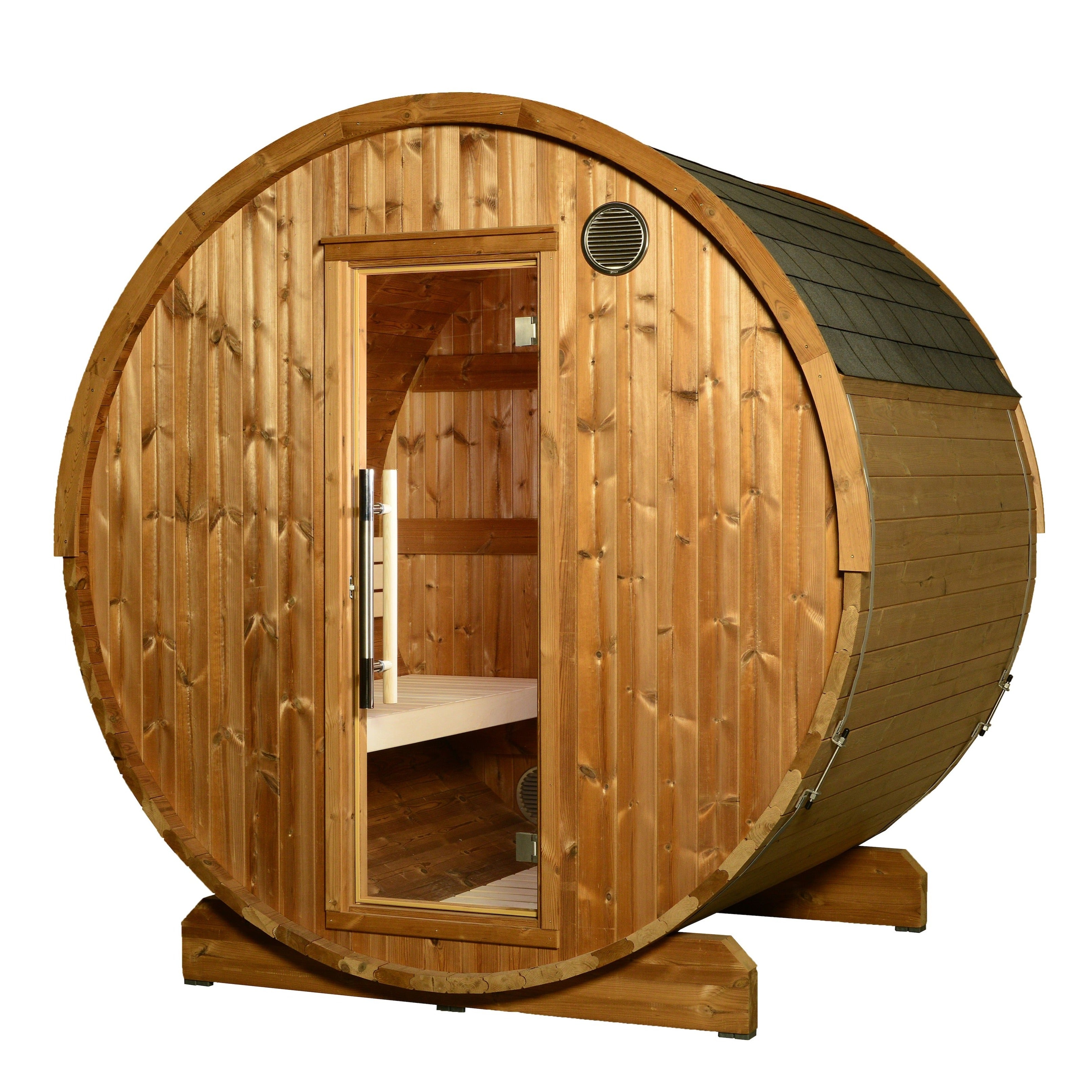 Kuuma 4-6 Person Barrel Sauna – Outdoor Sauna - 8kW KIP Heater w/ Dials ...